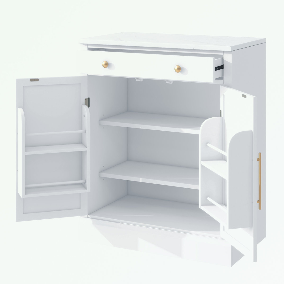 hanada 2 piece Pantry Cabinet with Drawer, 2 Adjustable Shelves and 2 Door Shelves | Wayfair